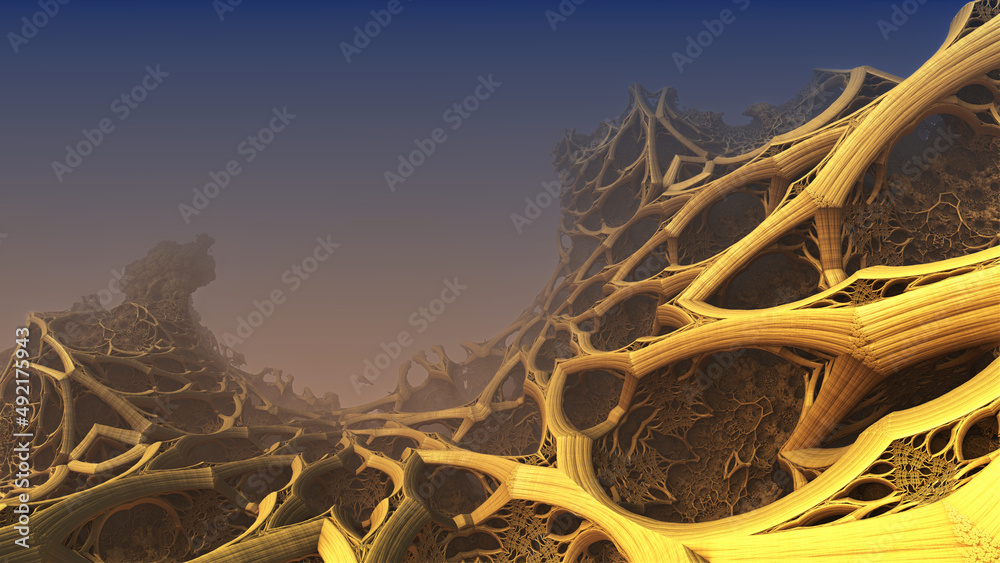 Alien planet render, abstract bacground 3D mysterious organic ...