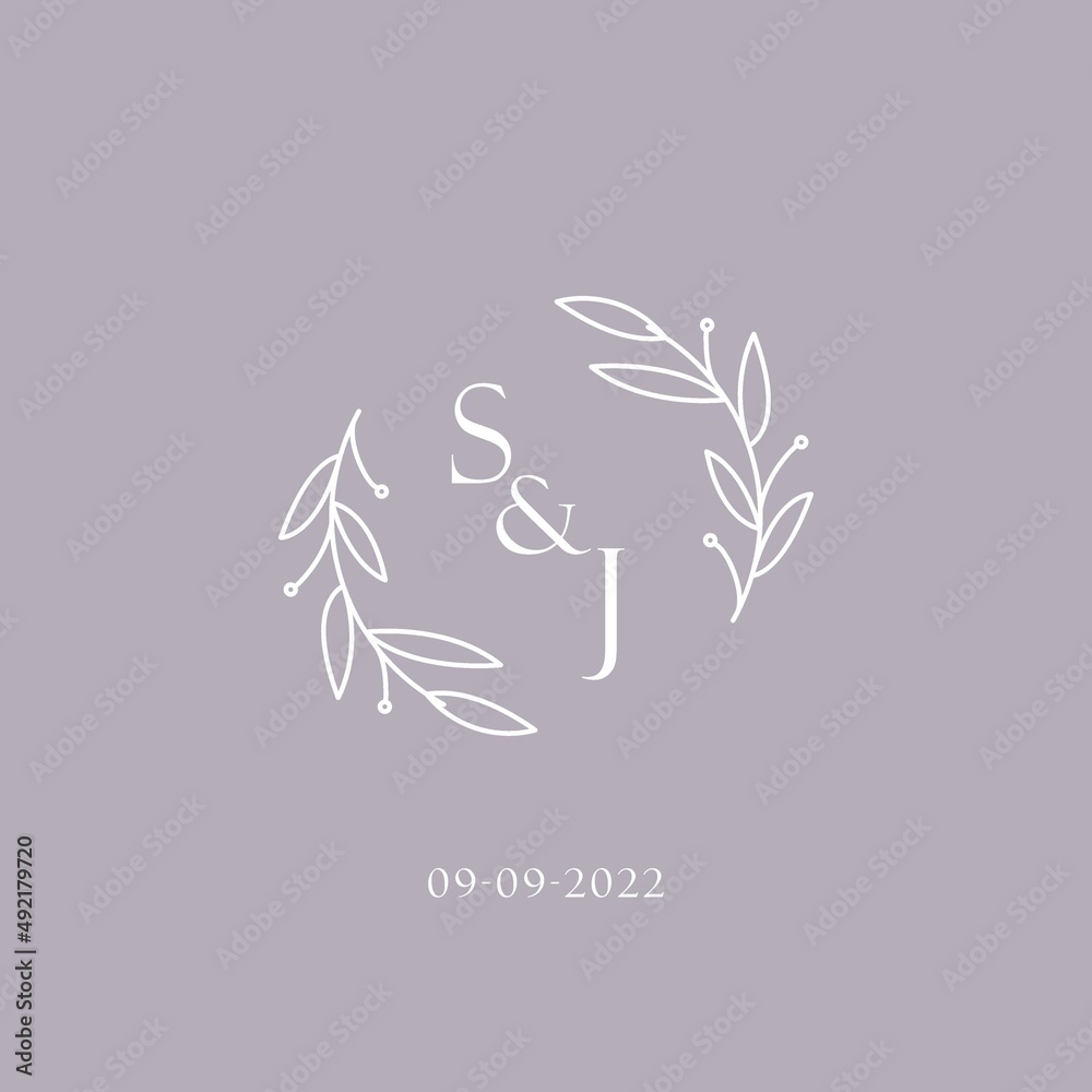 Initials SJ wedding monogram logo inspiration Stock Vector | Adobe Stock