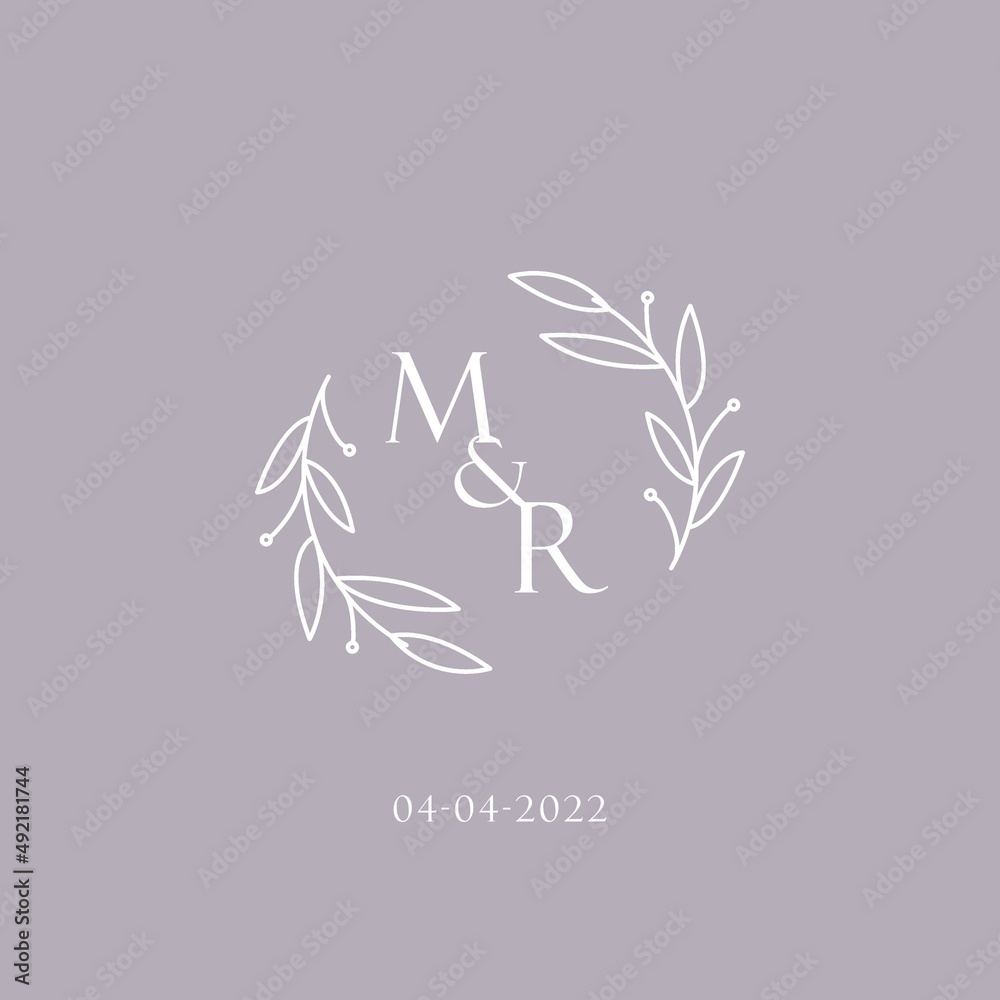 Initials MR wedding monogram logo inspiration Stock Vector | Adobe Stock