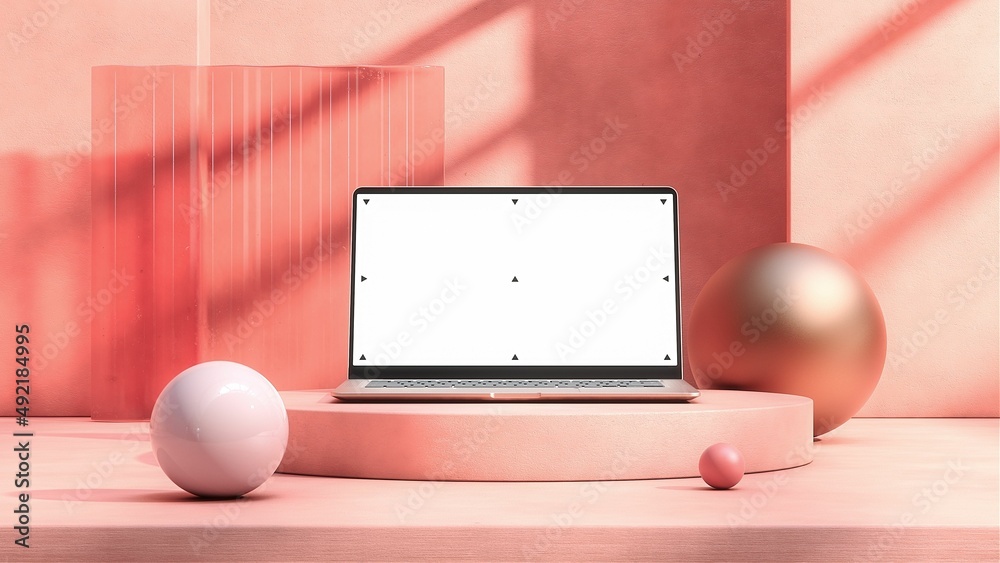 Mockup Shot of a Laptop Computer with Blank White Screen in Bright ...
