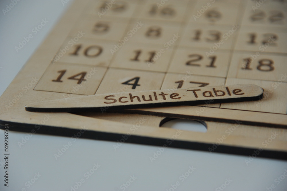 Schulte table, math leraning, number learning, education, testing Stock ...