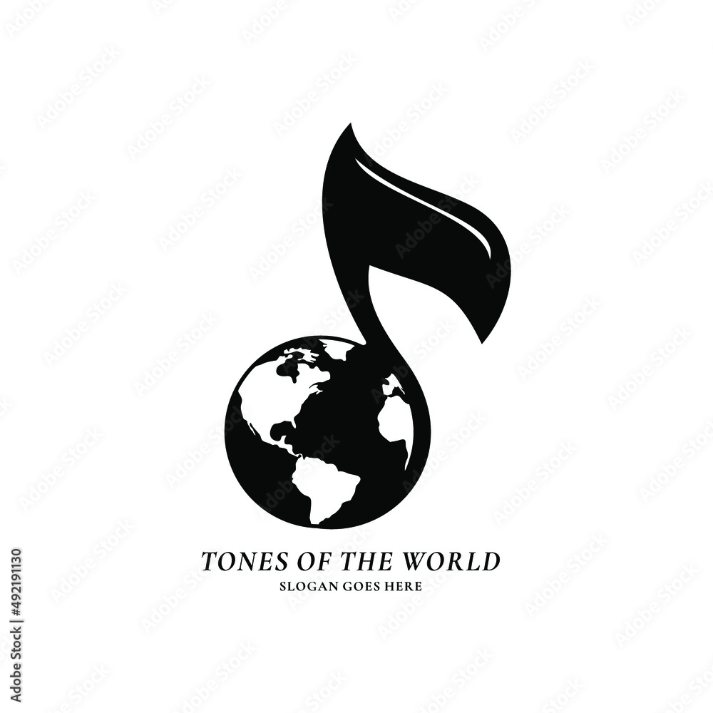 world music logo. creative combination of music icon with globe. vector ...