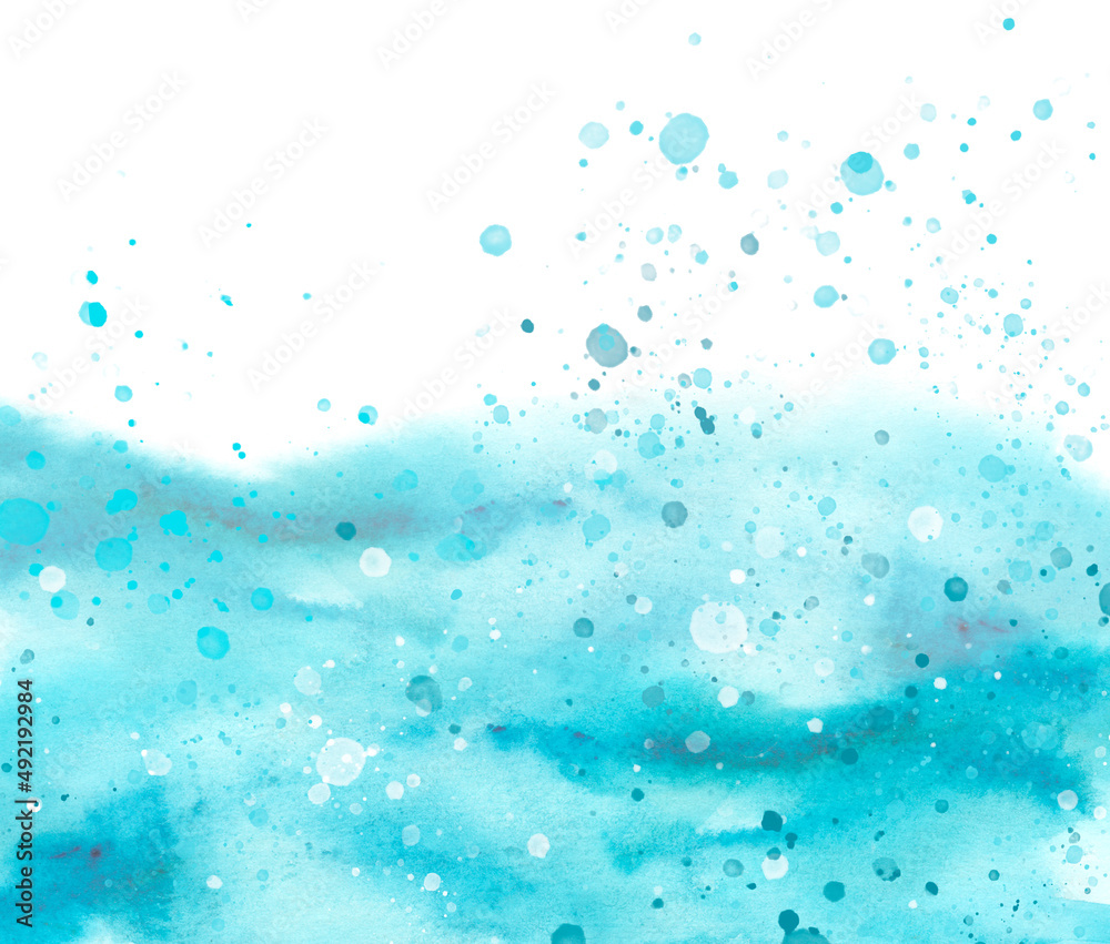Watercolor line of blue paint, splash, smear, blot, abstraction ...