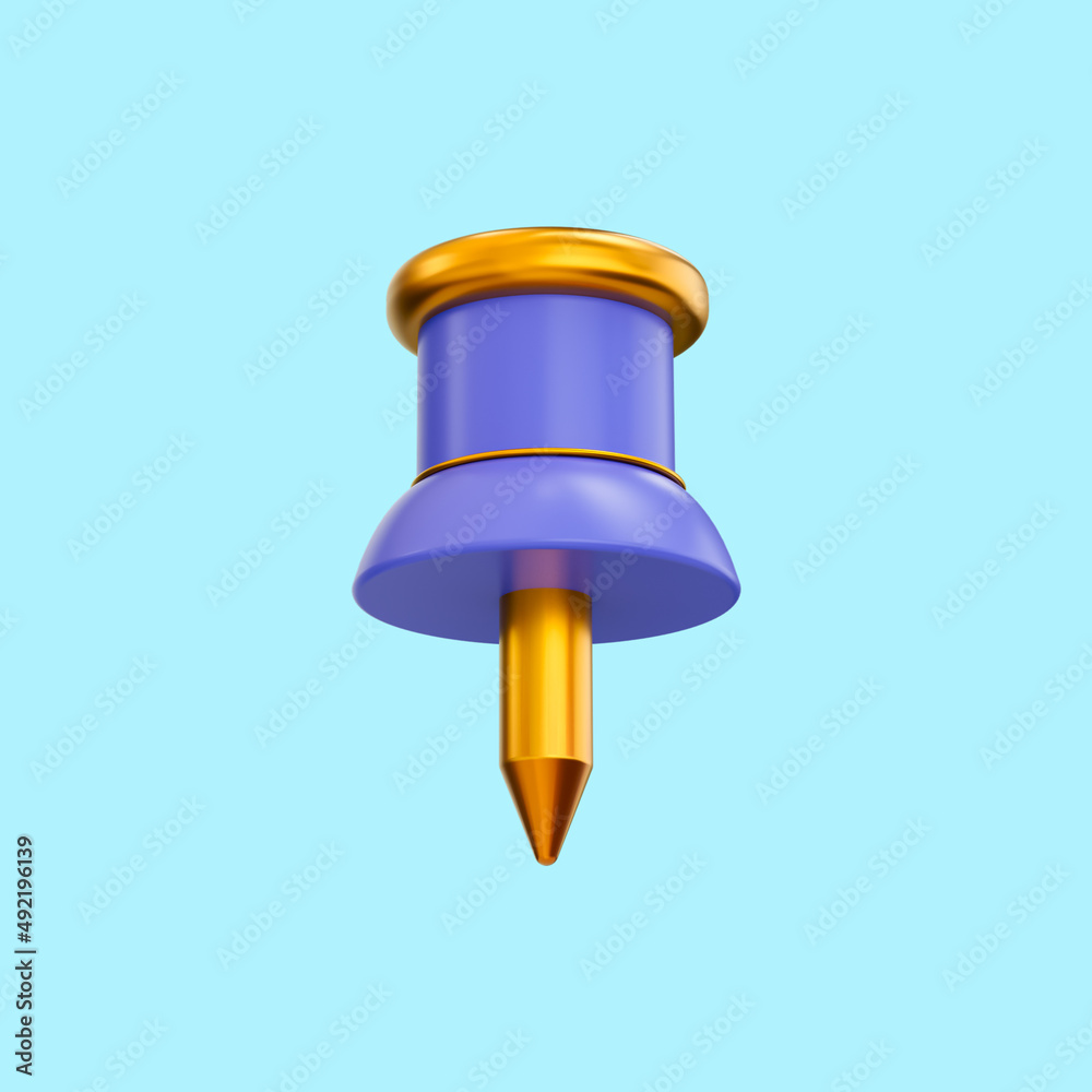 cartoon look pin icon 3d render concept for push paper documents and ...