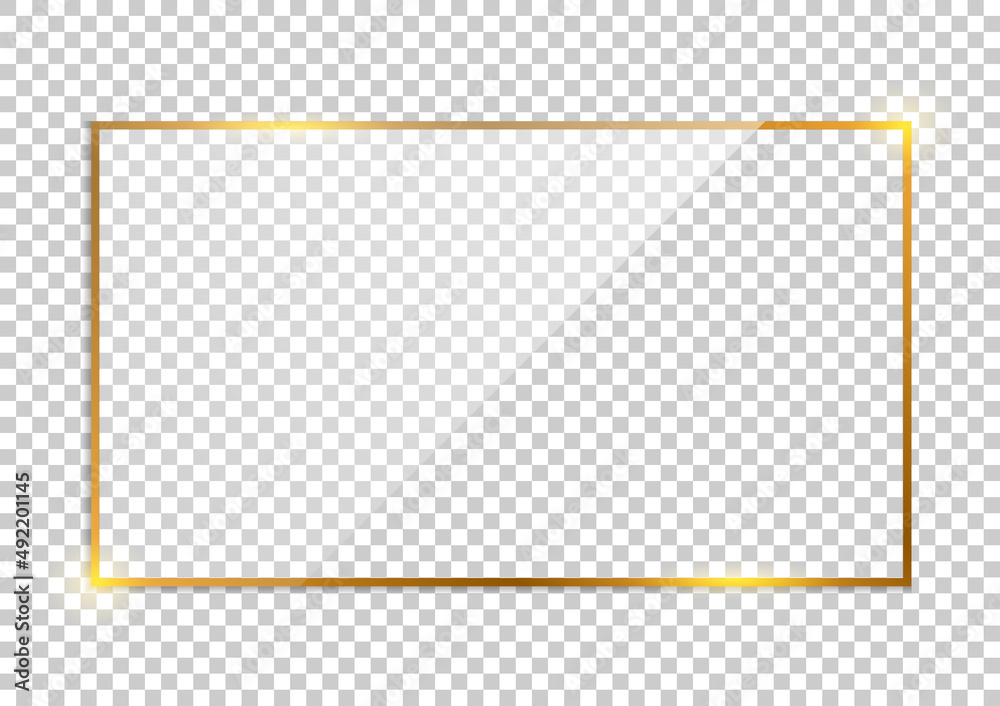 Luxury gold border isolated on transparent background. Glowing gradient ...