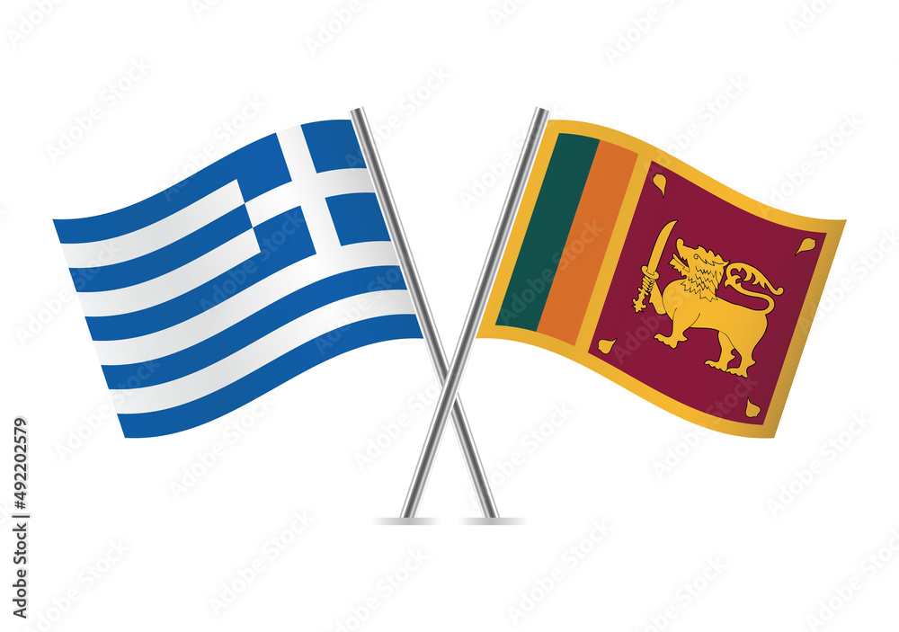Greece and Sri Lanka crossed flags. Greek and Sri Lankan flags ...