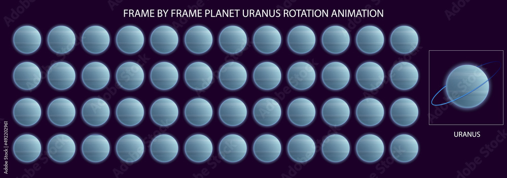 Frame by Frame Animated Planet Uranus Vector Illustration Can be used ...