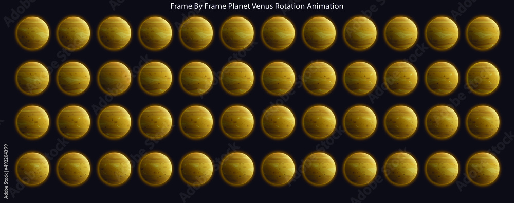Frame by Frame Animated Planet Venus Vector Illustration, Can be used ...