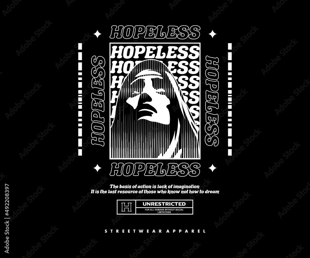 Portrait of a Hopeless Person t shirt design, vector graphic ...