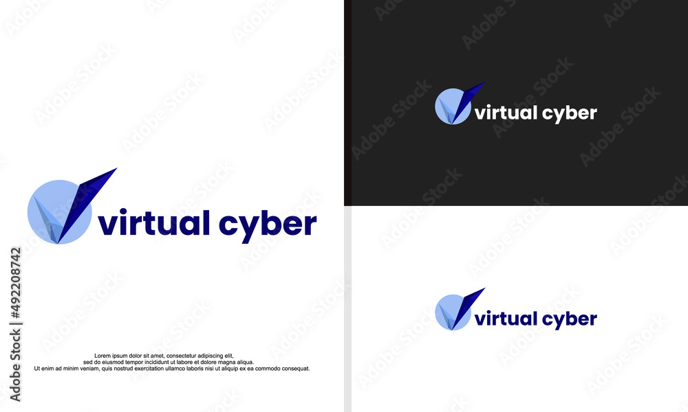 virtual cyber tech logo design illustration Stock Vector | Adobe Stock