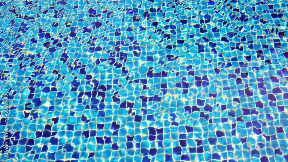 Swimming pool surface top view caustics ripple and flow with waves ...