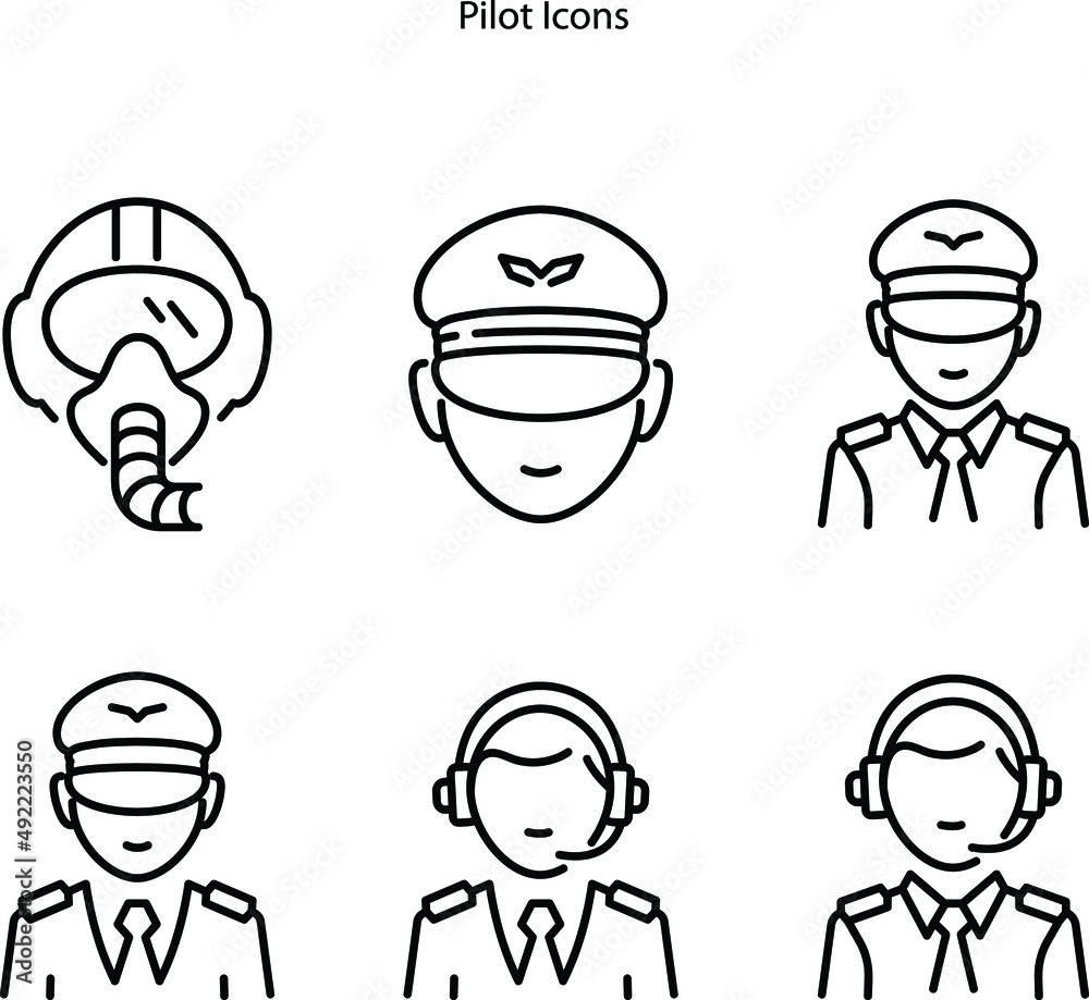 pilot icons isolated on white background. pilot icon thin line outline ...