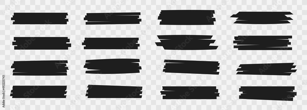 Highlight pen marker lines isolated in transparent background ...