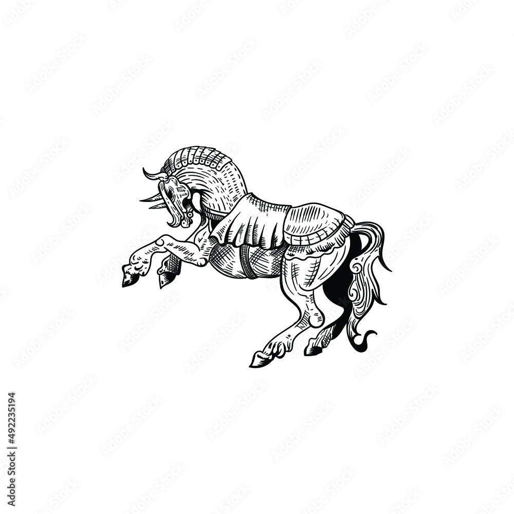 war horse drawing vector illustration, suitable for logos, icons ...