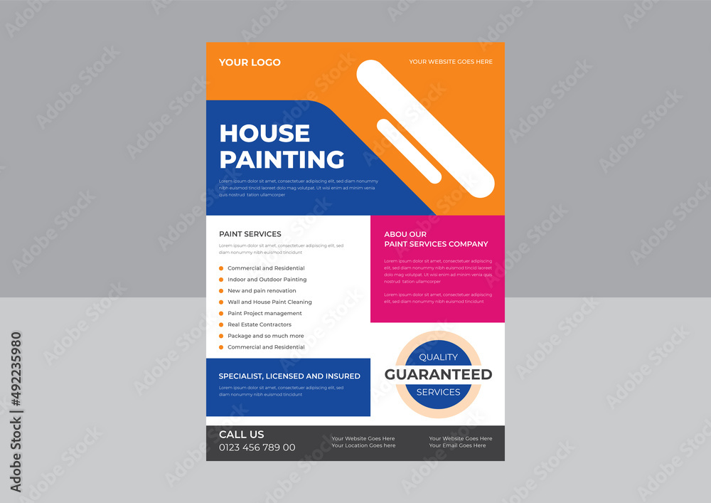 House paint services flyer design, Paint service flyer design template ...