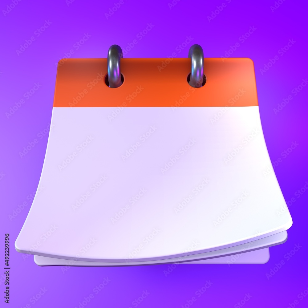 Blank Standing calendar. Modern 3d design rendering with white blank ...