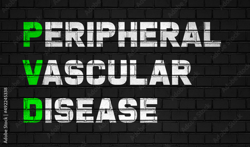 Peripheral vascular disease (PVD) concept,healthcare abbreviations on ...