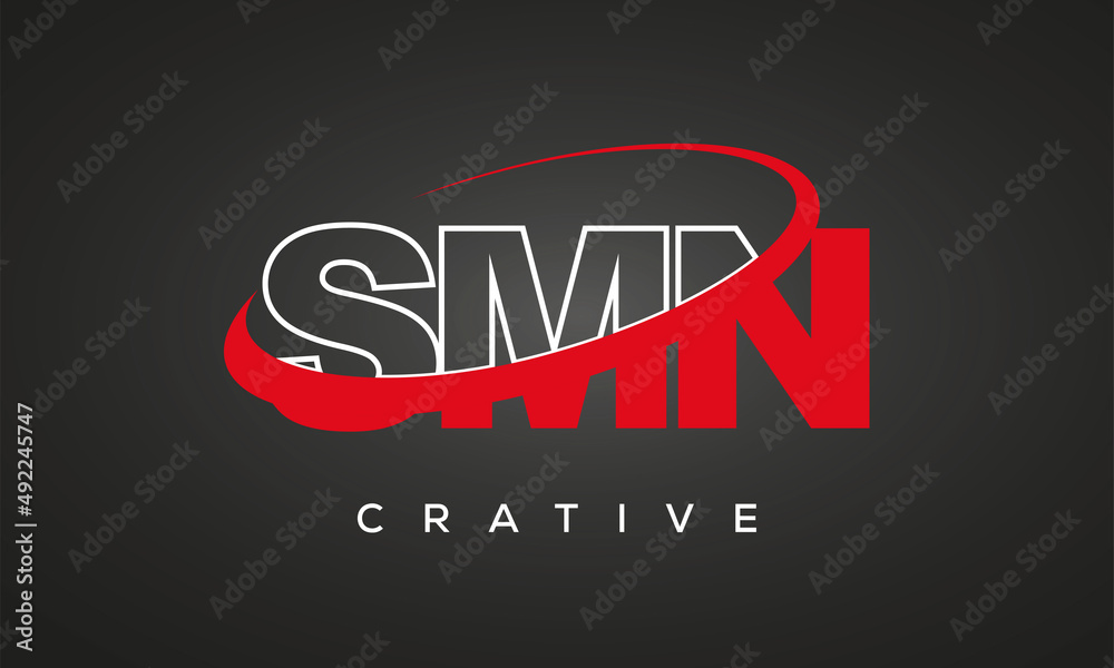 SMN creative letters logo with 360 symbol vector art template design ...
