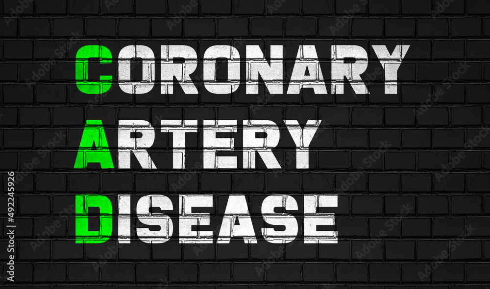 coronary artery disease (CAD) concept,healthcare abbreviations on black ...