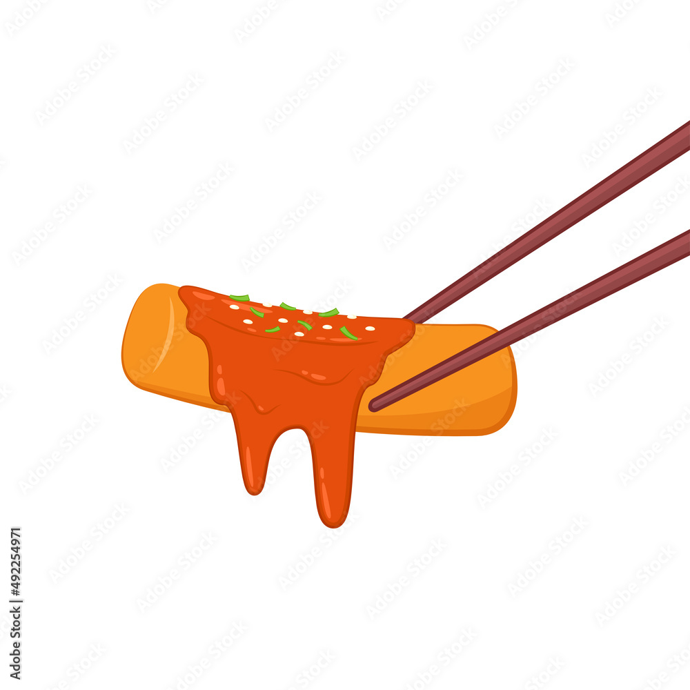 Tteokbokki Noodle vector. Tteokbokki is korean food. Stock Vector ...
