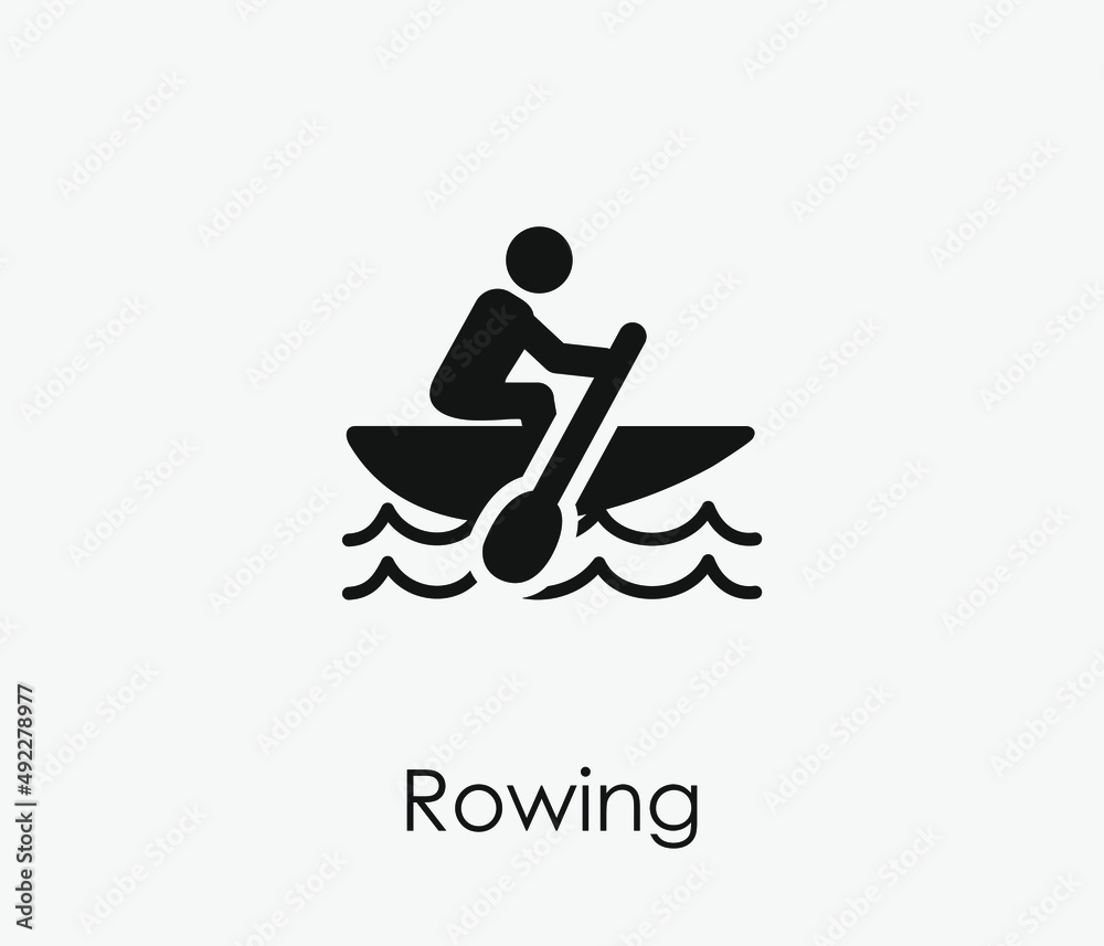 Rowing vector icon. Editable stroke. Symbol in Line Art Style for ...