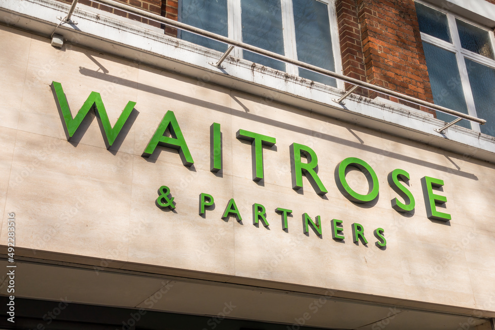 London, England, February 26th 2022: The Waitrose supermarket store ...