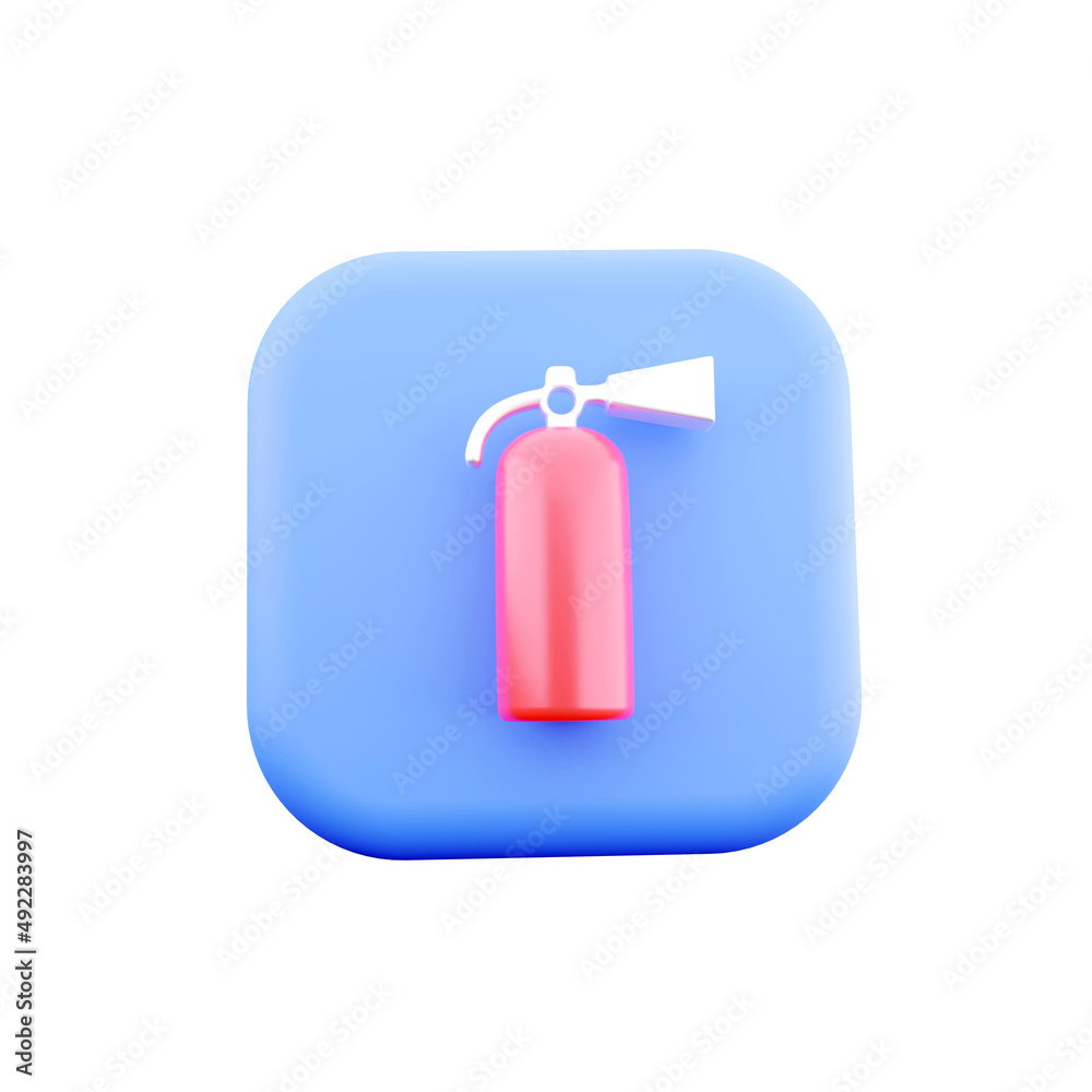 3D render fire extinguisher icon with. 3d render icon with button. 3D ...