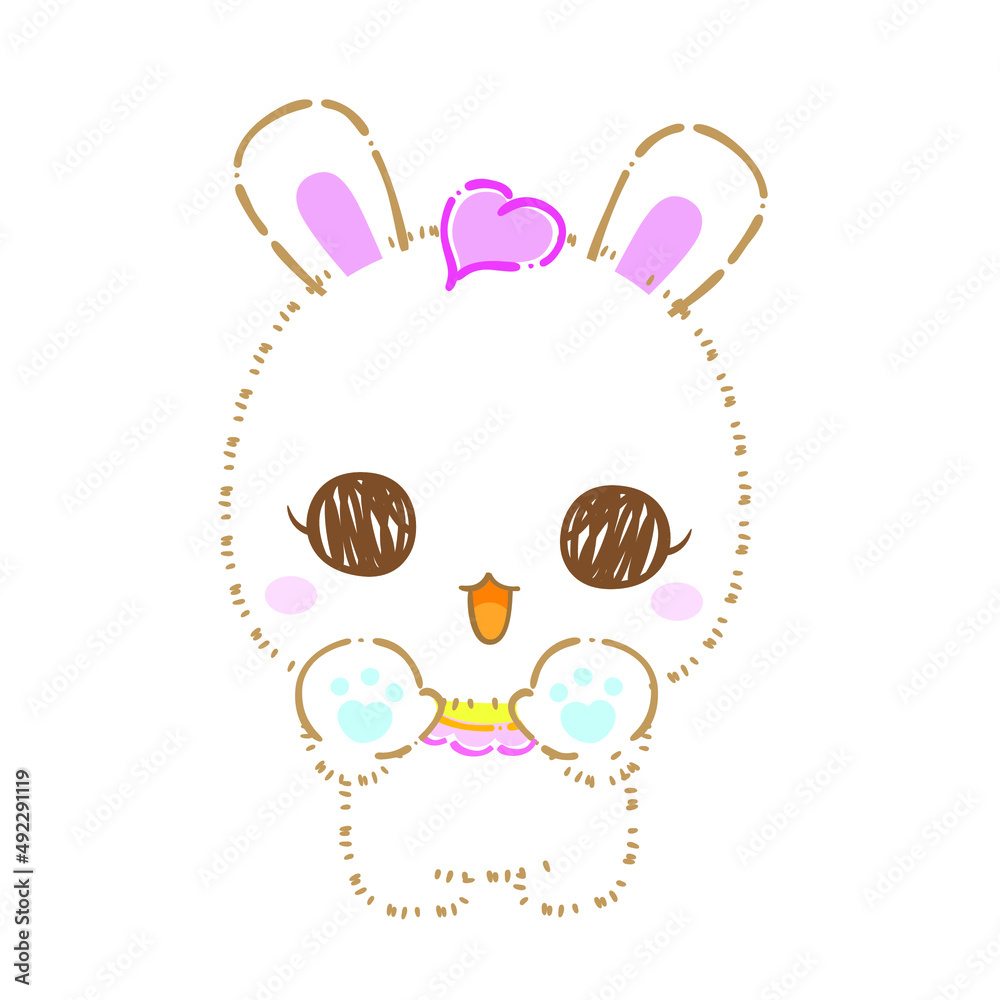 Cute cartoon rabbits, Kawaii bunny set vector clip art illustration ...