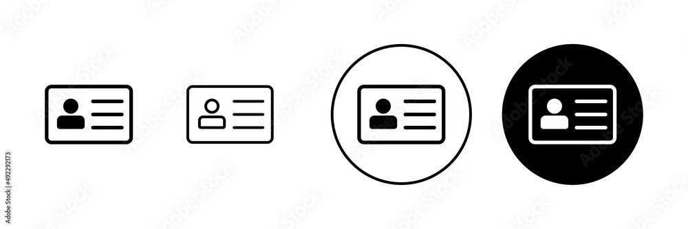 License icons set. ID card icon. driver license, staff identification ...