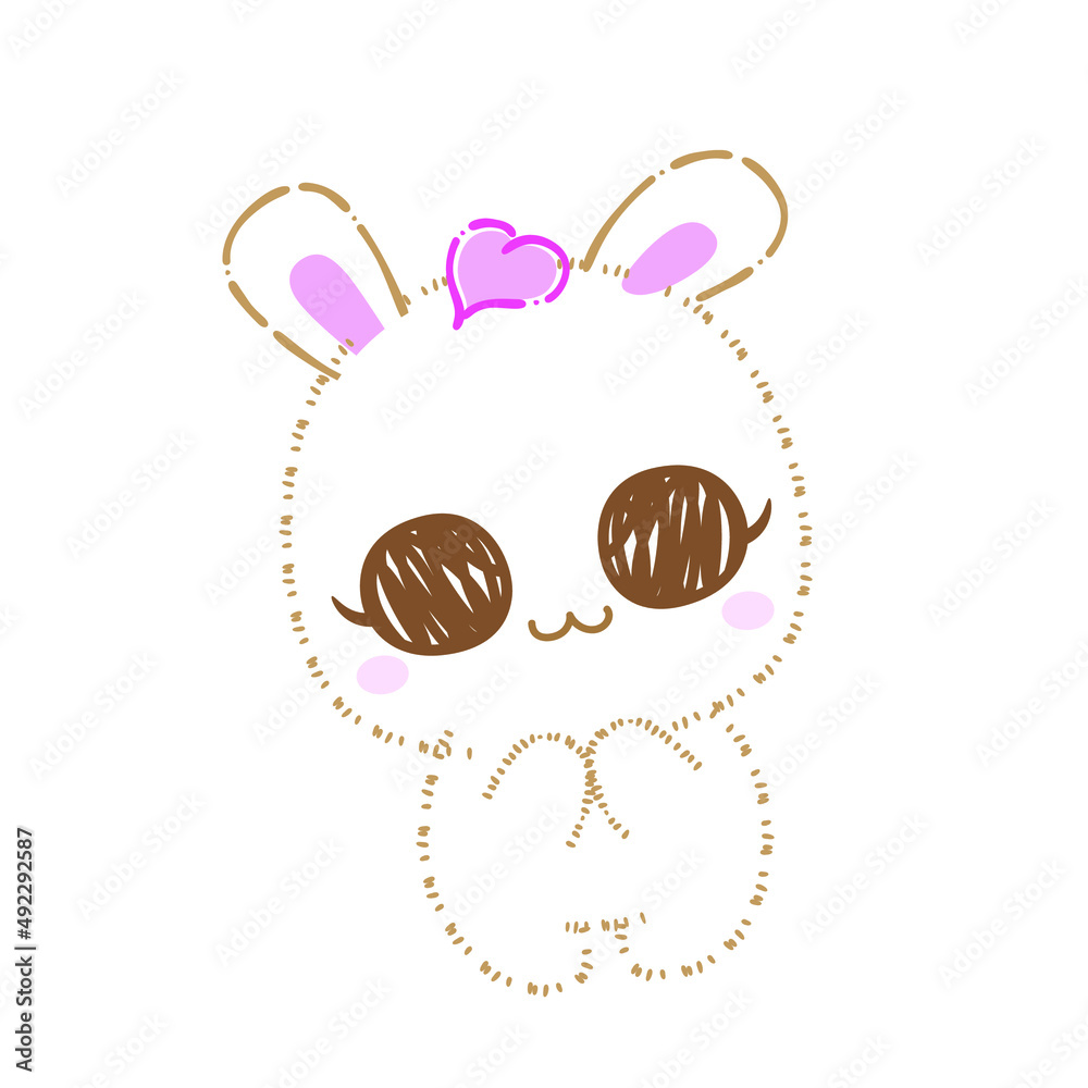 Kawaii bunny set clip art, Cute cartoon rabbits, vector, illustration ...
