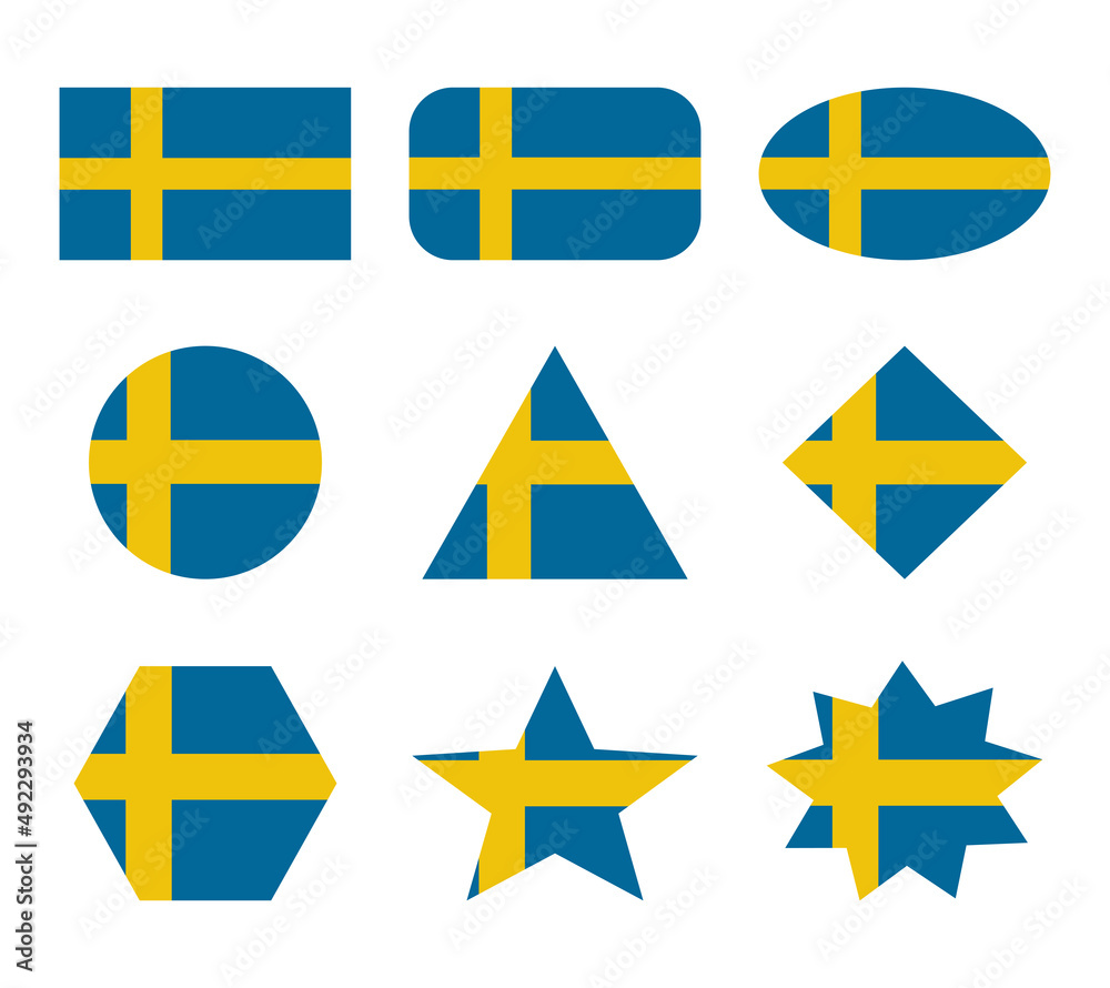 sweden set of flags with geometric shapes Stock Vector | Adobe Stock