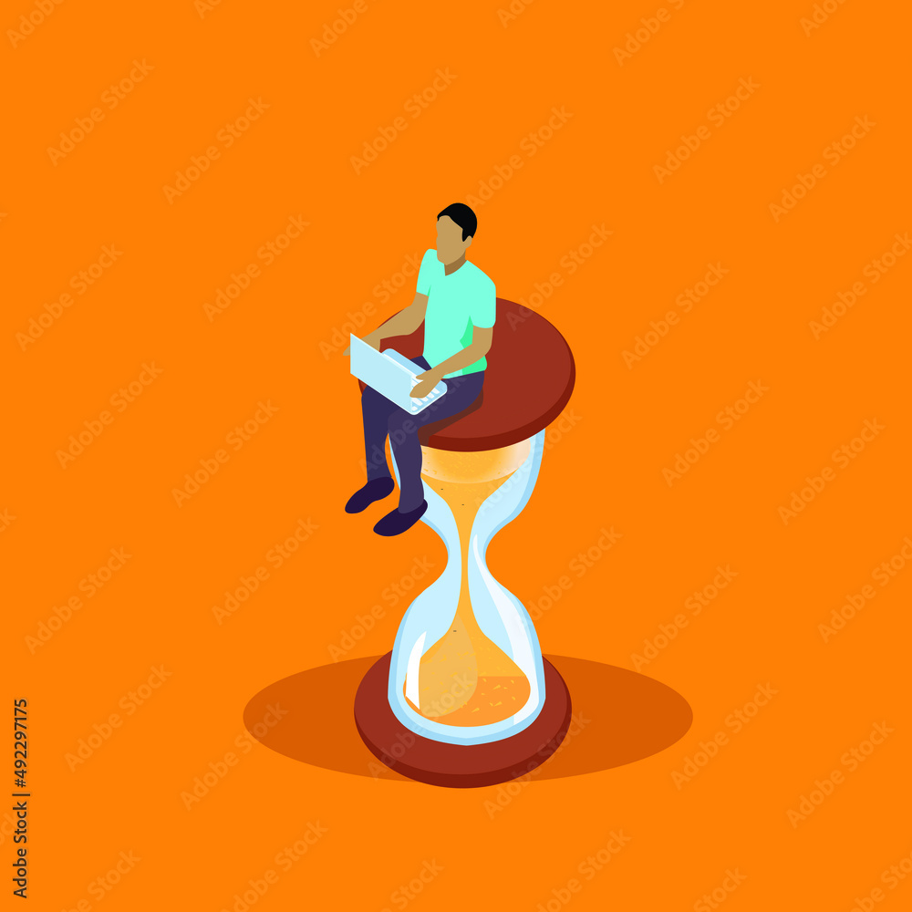 An illustration of chasing deadlines. Vector people chasing work ...