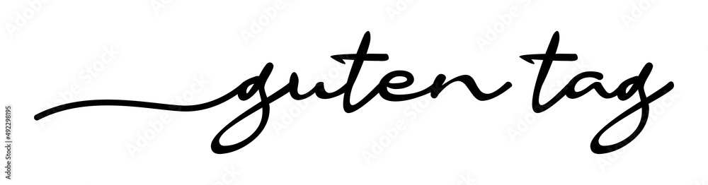 Guten Tag Hand Drawn Black Vector Calligraphy Isolated on White ...
