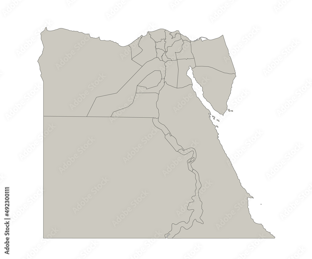 Egypt map, individual regions with names, Infographics and icons blank ...