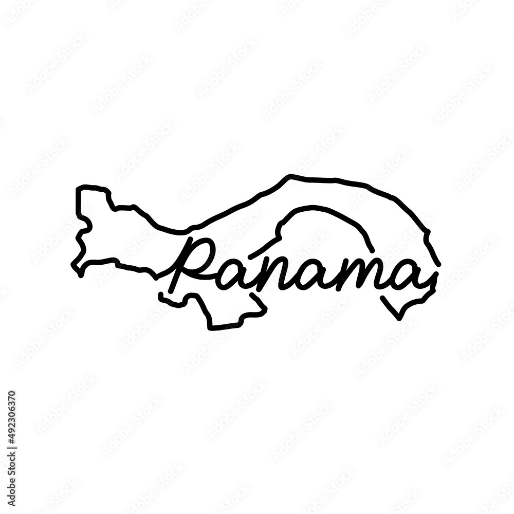 Vetor do Stock: Panama outline map with the handwritten country name ...
