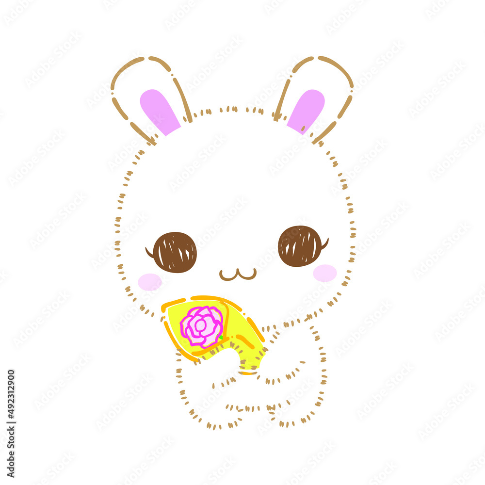 Cute cartoon rabbits, Kawaii bunny, vector clip art illustration. Stock ...