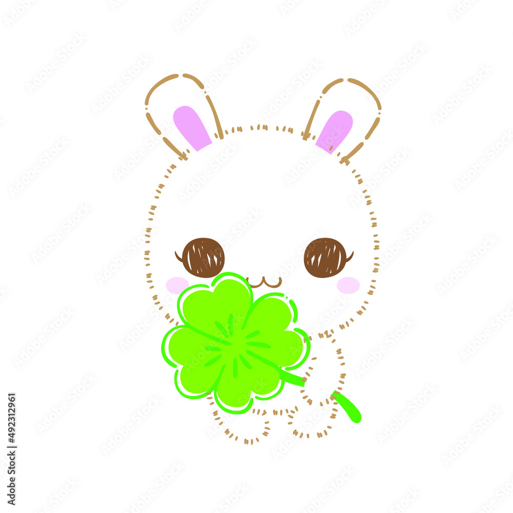 Cute cartoon rabbits, Kawaii bunny, vector clip art illustration. Stock ...