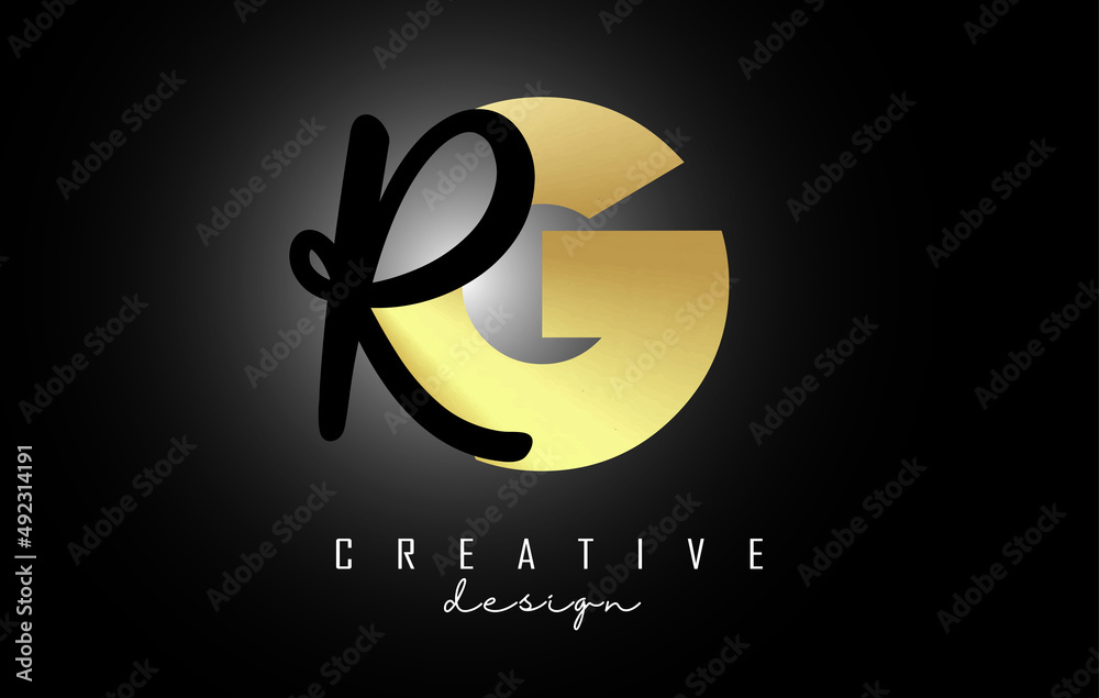 Golden Letters GR Logo with a minimalist design. Letters G and R with ...