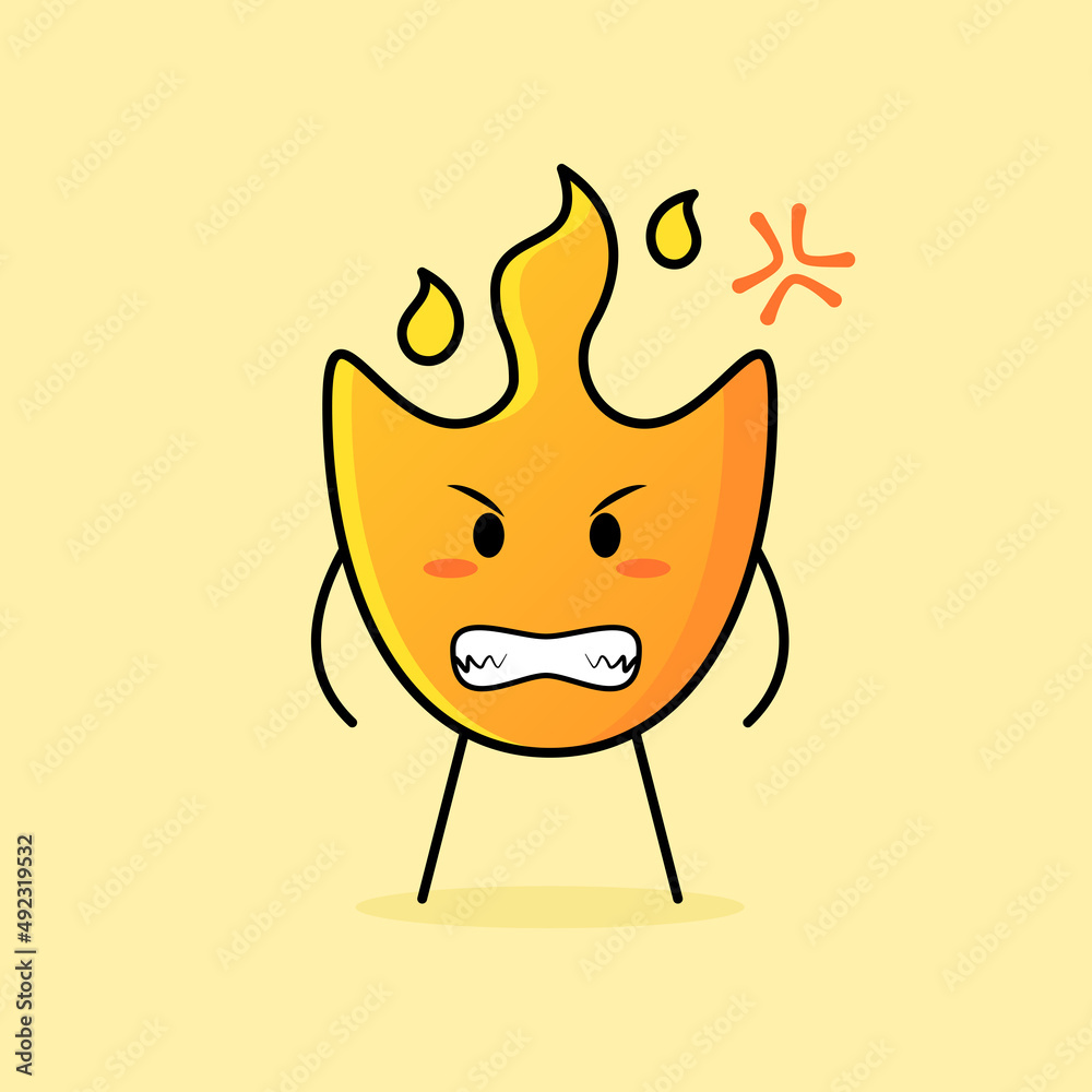 cute fire cartoon with angry expression and grinning teeth. suitable ...
