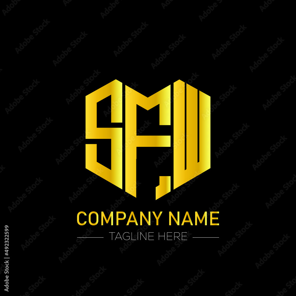 SFW letter logo design on black background.SFW creative initials letter ...