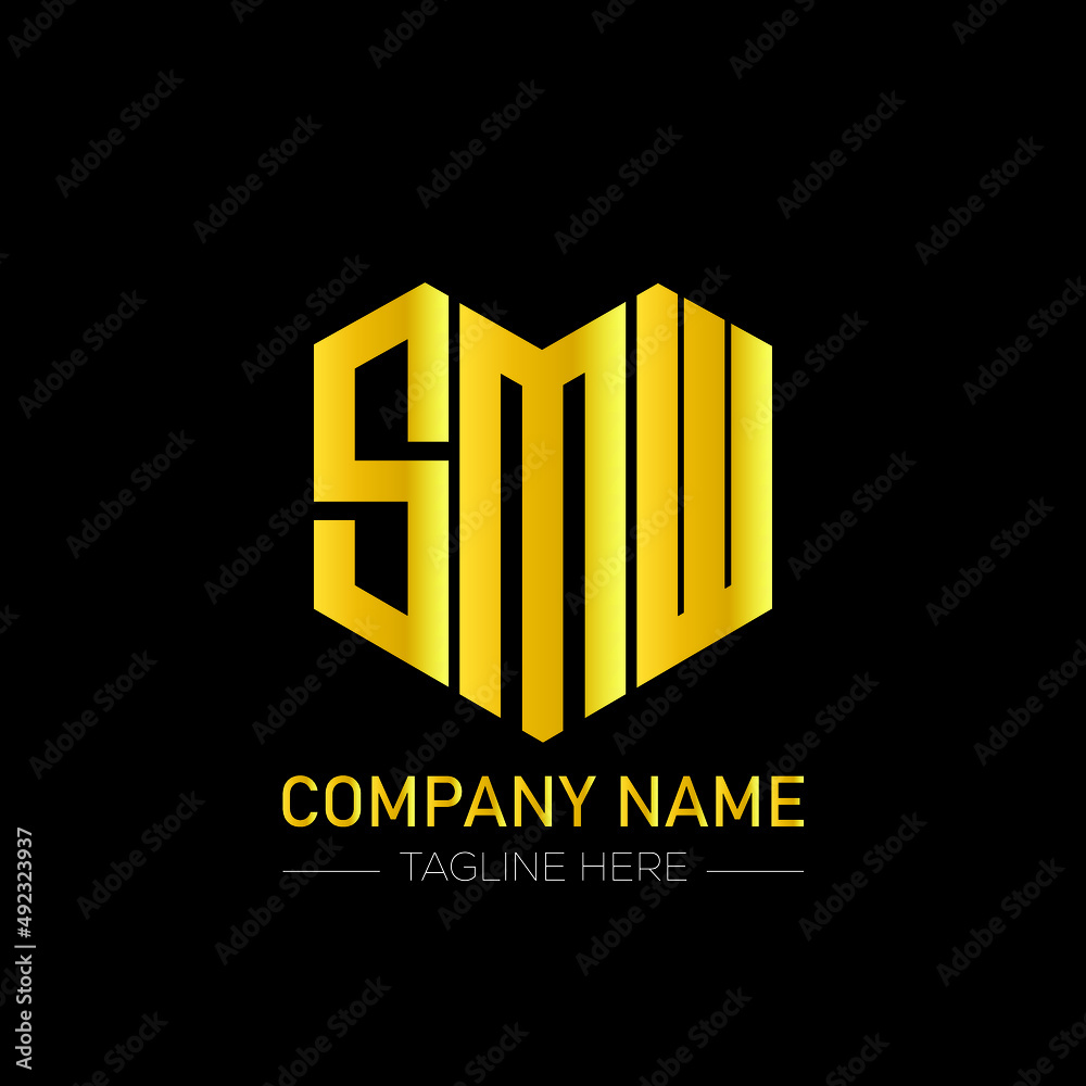 SMW letter logo design on black background.SMW creative initials letter ...