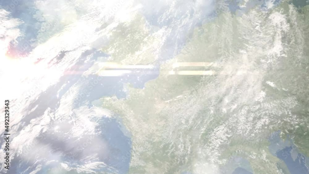 Earth zoom in from outer space to city. Zooming on Rouen, France. The ...
