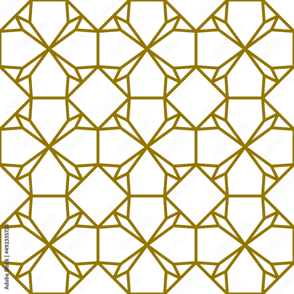 Regular octagons and decorative shapes in a vintage style repeat grid ...
