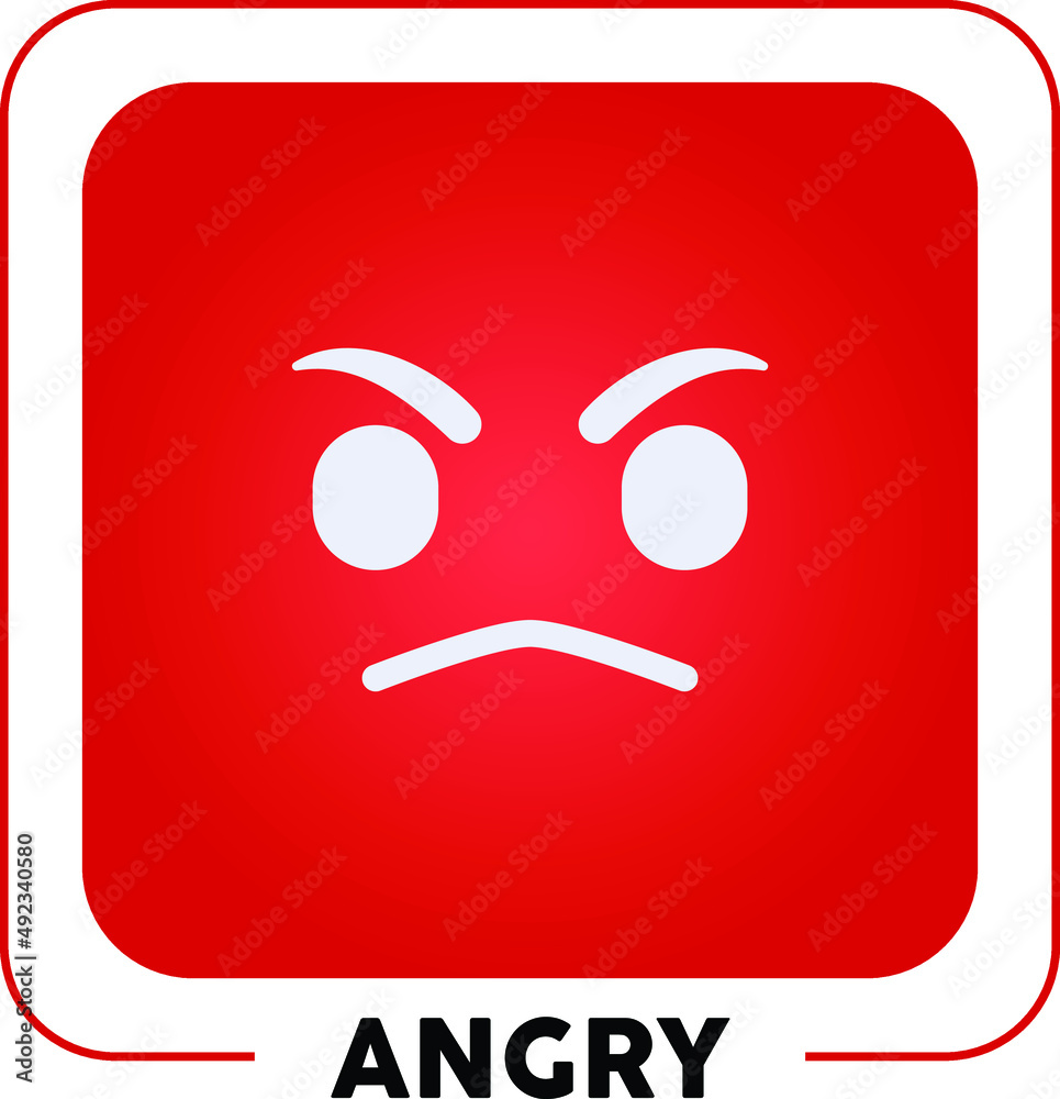 Square emoji angry. Angry Red Emoticon. Colored flat vector ...