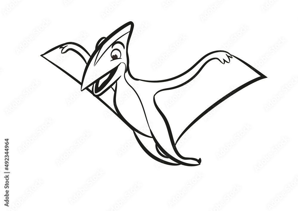 Vetor de pterosaur cartoon illustration coloring book do Stock | Adobe ...