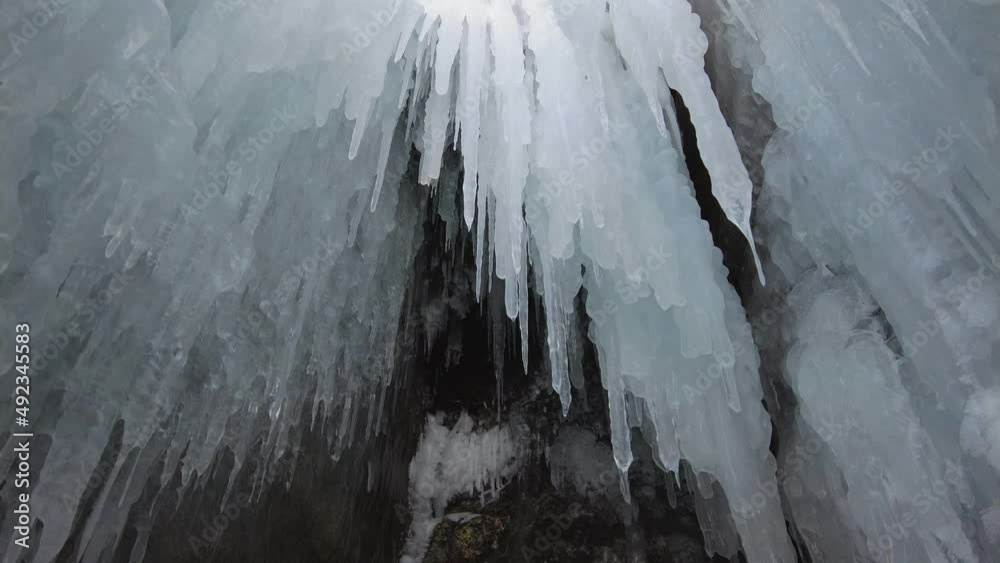 Inside the ice cave - ice cave winter frozen nature background ...