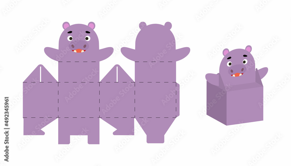 Cute party favor box hippo design for sweets, candies, small presents ...