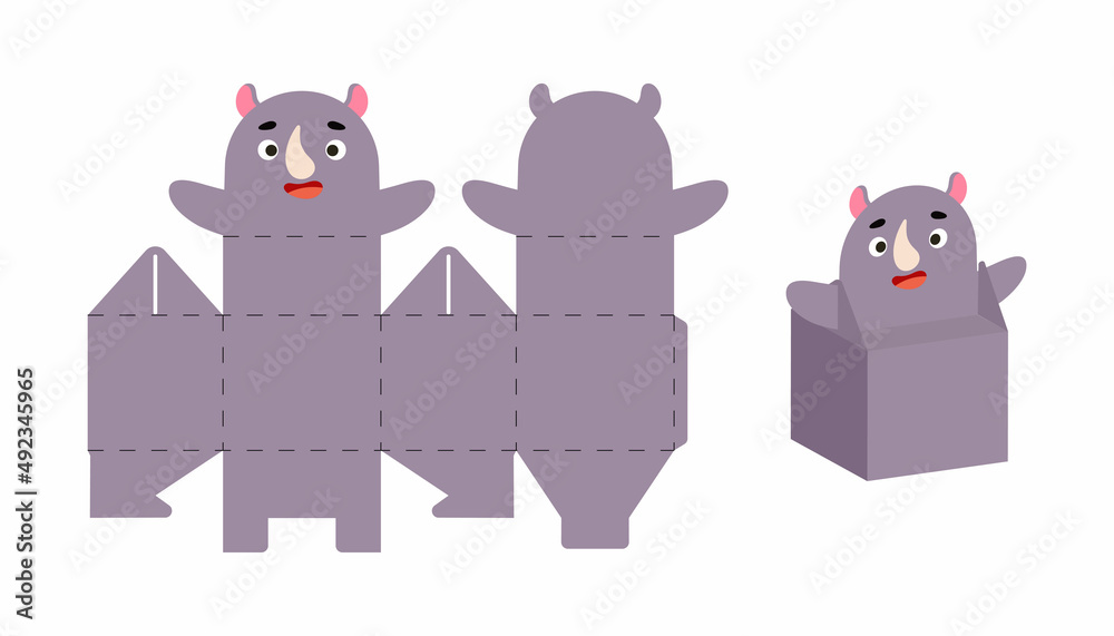 Cute party favor box rhino design for sweets, candies, small presents ...