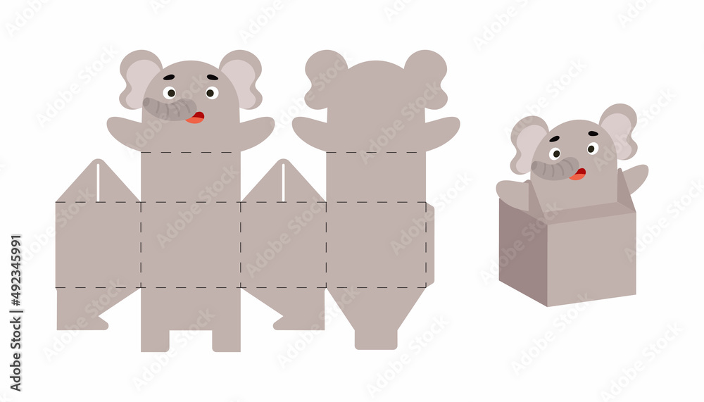 Cute party favor box elephant design for sweets, candies, small ...