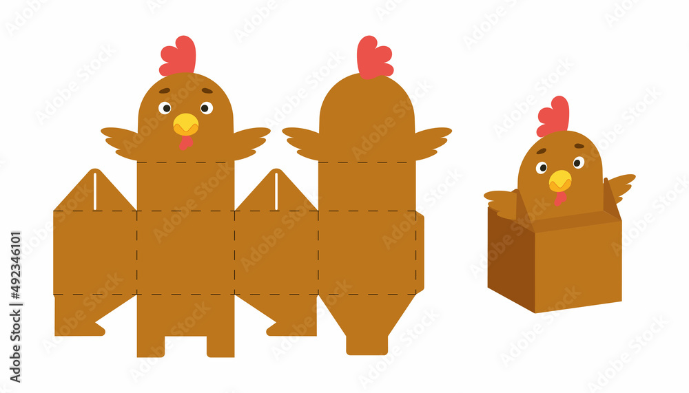 Cute party favor box chicken design for sweets, candies, small presents ...